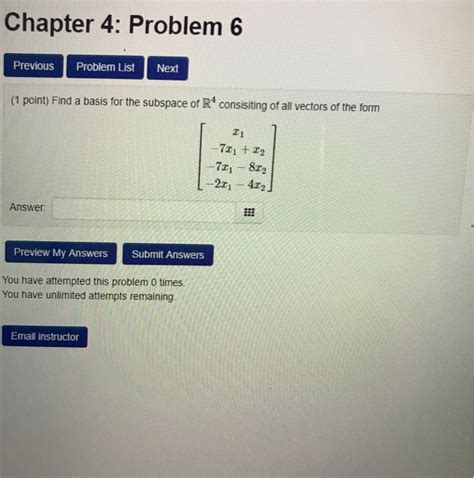 Solved Find A Basis For The Subspace Of R4 Consisting Of All