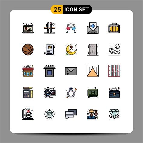 25 Universal Filled Line Flat Color Signs Symbols Of Health Disease Scale Couple Juice Editable