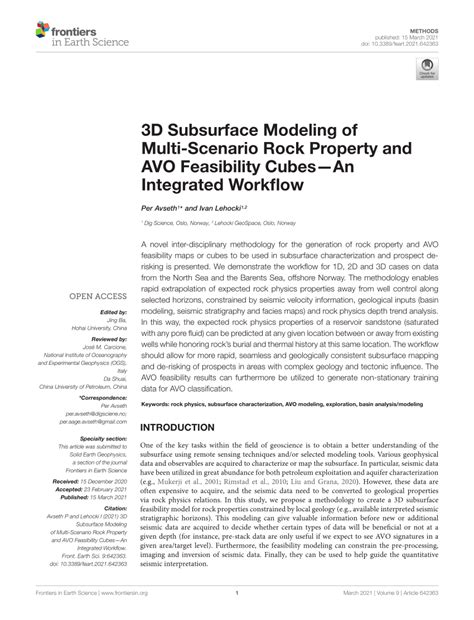 Pdf 3d Subsurface Modeling Of Multi Scenario Rock Property And Avo