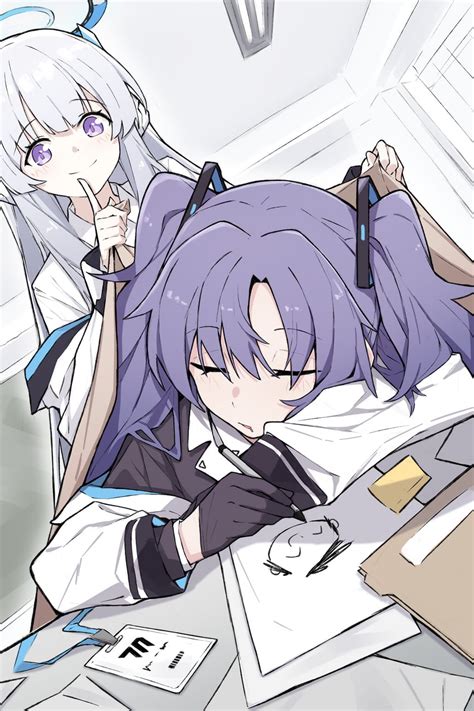 Sensei Yuuka Arona S Sensei Doodle And Noa Blue Archive Drawn By Mmhomm Danbooru