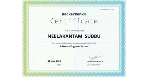 Neelakantam Subbu On Linkedin Hackerrank Skill Certificate