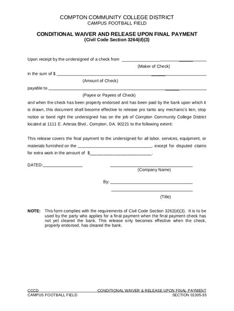 Conditional Final Release Doc Template Pdffiller