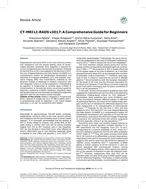 PDF CT MRI LI RADS V2017 A Comprehensive Guide For Beginners