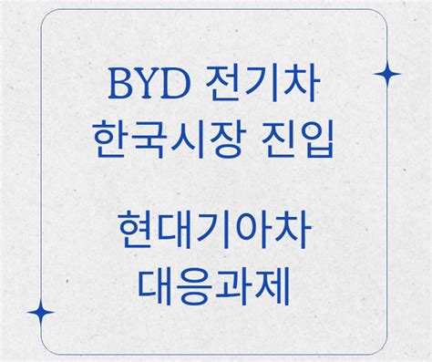 Byd 전기차 한국 시장에서 현대기아와 경쟁할 수 있을까 Joyfulsion Blog