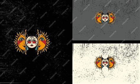 Premium Vector Vector Of Sun And Moon Faces In Three Unique Designs