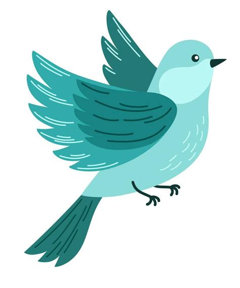 Spring Bird Beautiful Birdie Flying Colored Flat Vector Illustration