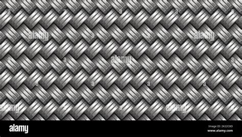 Seamless Silver Wicker Weave Background Surface Pattern Tileable Realistic Luxury Woven Steel