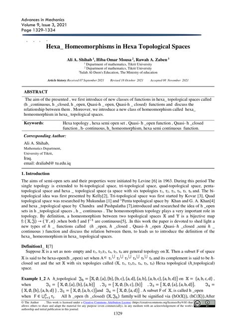 Pdf Hexa Homeomorphisms In Hexa Topological Spaces