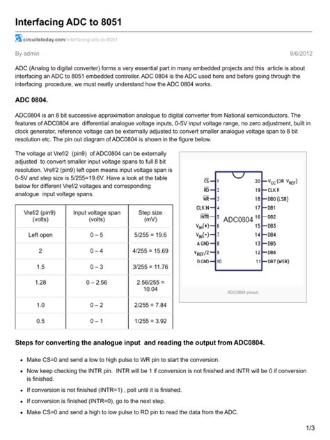 Interfacing Adc To 8051 Pdf Analog To Digital Converter