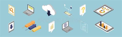 Business Infographics Element Design With Chart Cloud Storage And Electronic Device Isometric