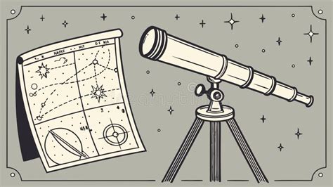 Telescope And Map Astronomy Equipment And Exploration Tool Vector Design Generative Ai Stock
