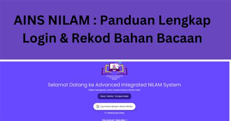 Ains Nilam Panduan Lengkap Login And Rekod Bahan Bacaan