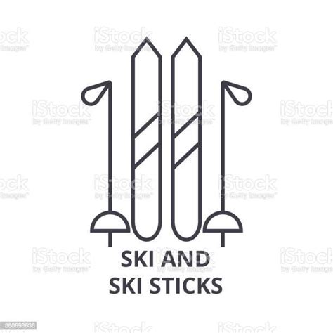 스키와 스키 스틱 라인 아이콘 개요 기호 선형 상징 벡터 평면 그림 0명에 대한 스톡 벡터 아트 및 기타 이미지 0명 가지 식물 부위 개인 장식품 Istock