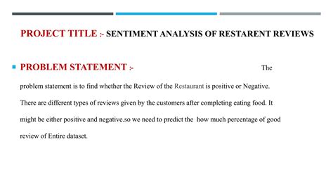 Sentiment Analysis Of Restaurant Reviews Ppt Pptx