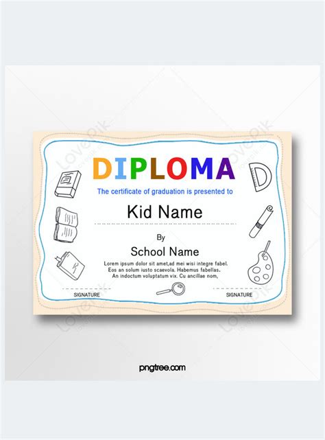 만화 어린이 졸업 증명서 이미지 사진 465060058 무료 다운로드