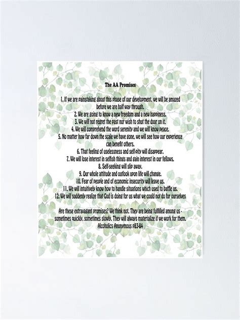 12 Step Promises Aa Big Book Modern Art Decor Unframe