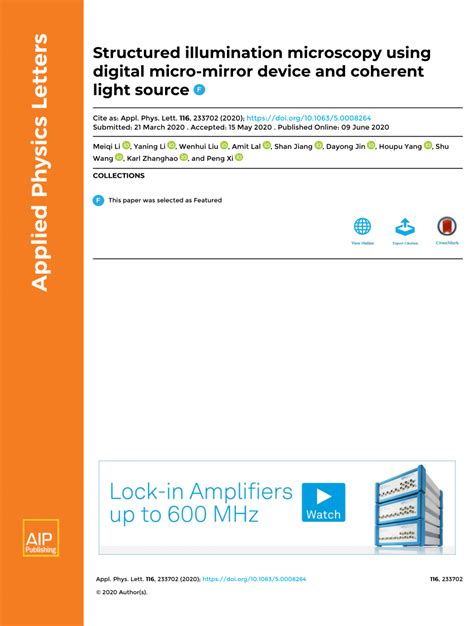 Pdf Structured Illumination Microscopy Using Digital Micro Mirror Device And Coherent Light Source