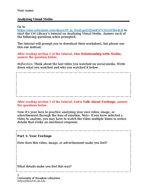 Analyzing Visual Media Worksheet Your Name Analyzing Visual Media Go