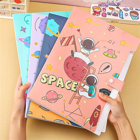 FunBlast Space Theme A4 Paper File Folder With Button Lock Pack Of 12 Pcs Space Theme