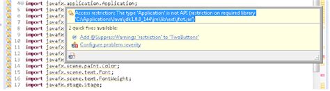 Notes Of A Programmer Get Rid Of Eclipse Warning Messages On Javafx Api