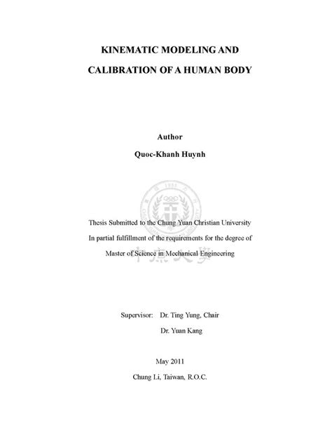 Pdf Kinematic Modeling And Calibration Of A Human Body Dokumentips