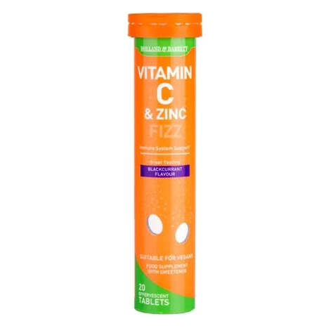 Vitamin C And Zinc Effervescent Blackcurrant 20 Tablets Vitaxro