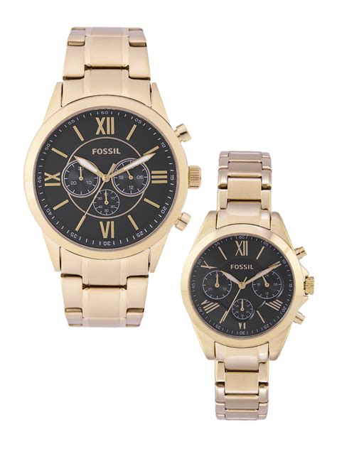 Buy Fossil Unisex Black Analogue Couple Watch Gift Set BQ2400SET Watch Gift Set For Unisex