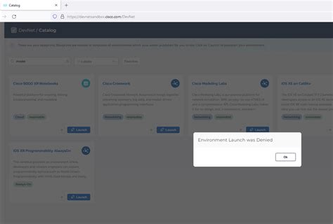 environment launch was denied cisco community