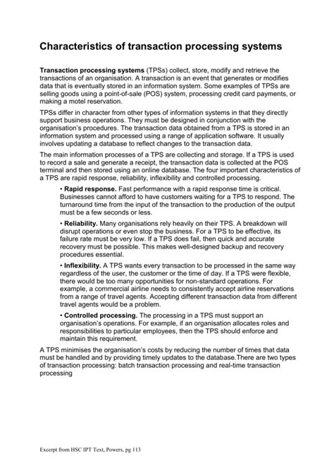 Characteristics Of Transaction Processing Systems