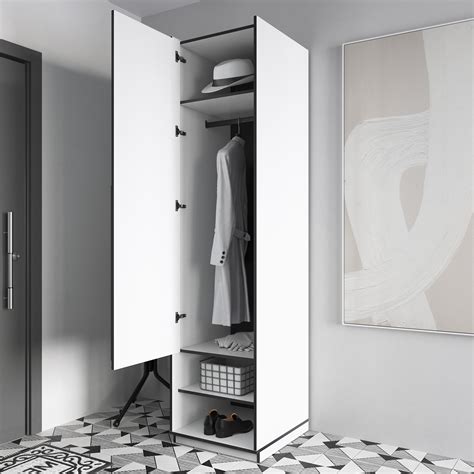 ᐉ Шафа розпашна з штангою для одягу та полицями Moreli R 0002 210х57х52 см Бетон темний • Краща