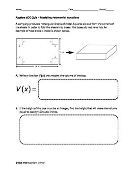 Algebra EOC Quiz Modeling Polynomial Functions BUNDLE TPT