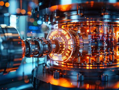 Advanced Quantum Computing Device Displaying Intricate Red Components