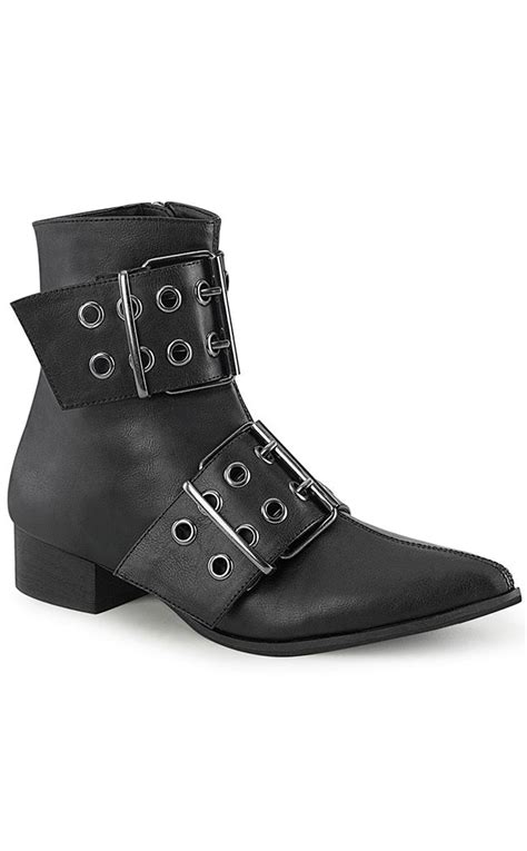 Demonia Warlock 55 Black Vegan Winklepickers Gothic Boots Australia