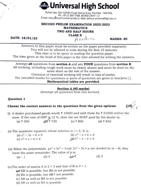 Universal Maths Prelim 22 23 Pdf Mathematics Geometry