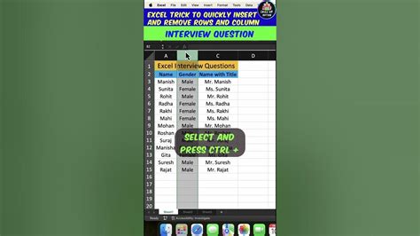 Quickly Insert Rows And Columns Excel Shorts Youtube
