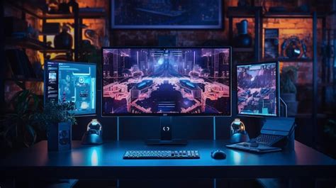 Premium Ai Image A Photo Of A Programmers Workspace With A Dual