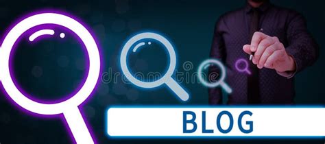 Hand Writing Sign Blog Internet Concept A Regularly Updated Website Web Page Written In