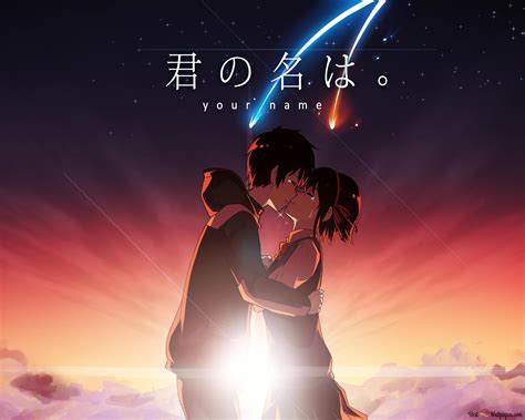Taki And Mitsuha Kissing Eachother 4k Wallpaper Download