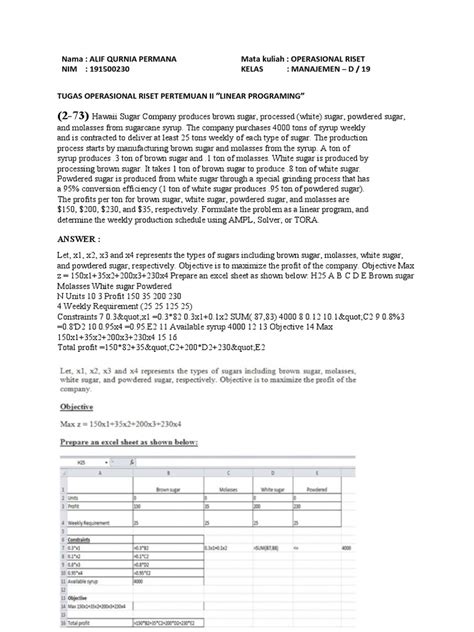 Pertemuan Ii Diskusi Soal Dan Jawaban Linear Programing Pdf