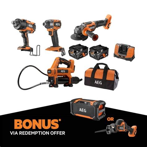 Aeg 18v Fusionbrushless 4 Piece Heavy Machinery 50ah Kit Bunnings