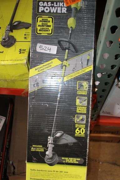 RYOBI V EXPAND IT CORDLESS BATTERY ATTACHMENT CAPABLE STRING TRIMMER WITH AH BATTERY AND