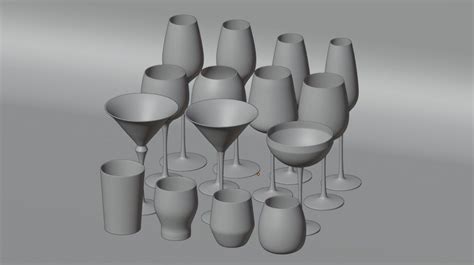 Full Collection Of Round Drinking Glasses 3d Model Cgtrader