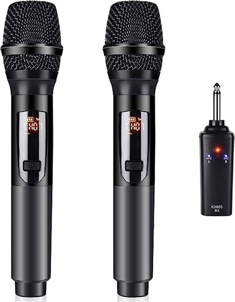 Wireless Microphone With Bluetooth Professional Uhf Dual Handheld Dynamic Metal Mic System Set