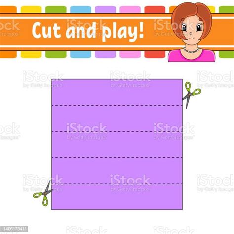 잘라내기 및 재생합니다 아이들을위한 논리 퍼즐 교육 개발 워크 시트 학습 게임 활동 페이지 유치원에 대한 절단 연습 귀여운 만화 스타일의 간단한 평면 고립 벡터 일러스트