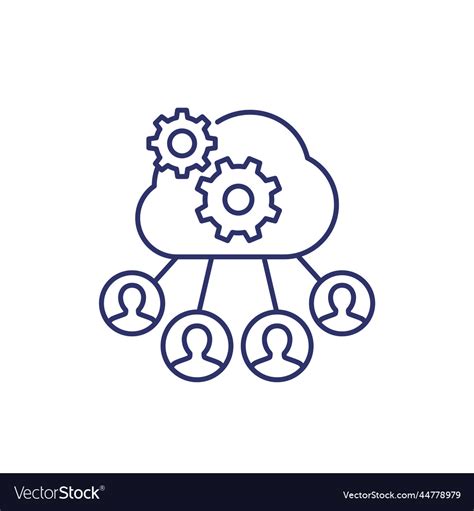 Process User Data Line Icon With A Cloud Vector Image