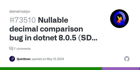 Nullable Decimal Comparison Bug In Dotnet 805 Sdk 80300 · Issue