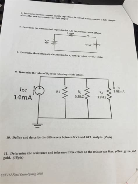 Solved Determine The Time Constant And Capacitance In A