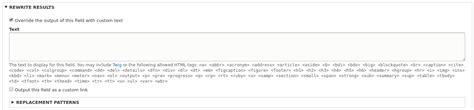 views content rewrite text says you may include html but actually allows only a subset