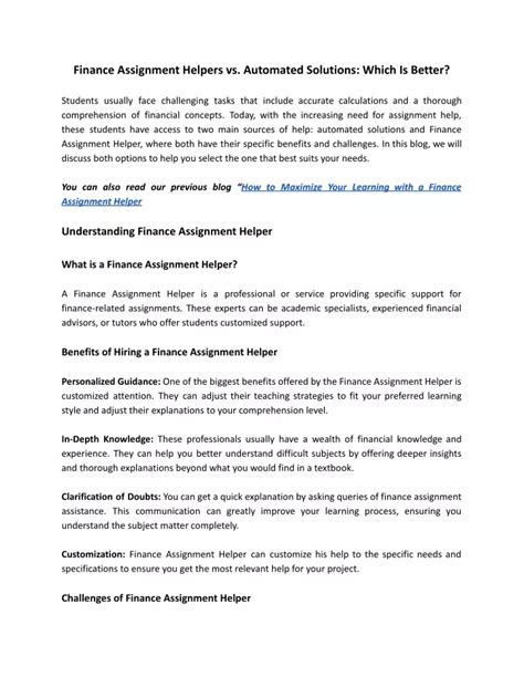 Ppt Finance Assignment Helpers Vs Automated Solutions Which Is