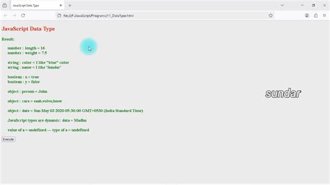 Javascript Datatype Example Program Javascript Typeof Operator Example Program Made For Me